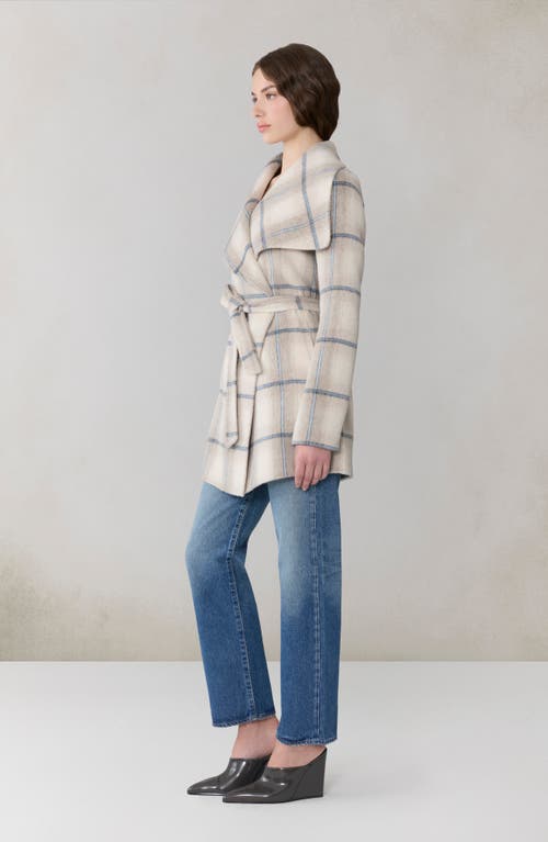 SOIA & KYO Plaid Wool-Blend Wrap Coat